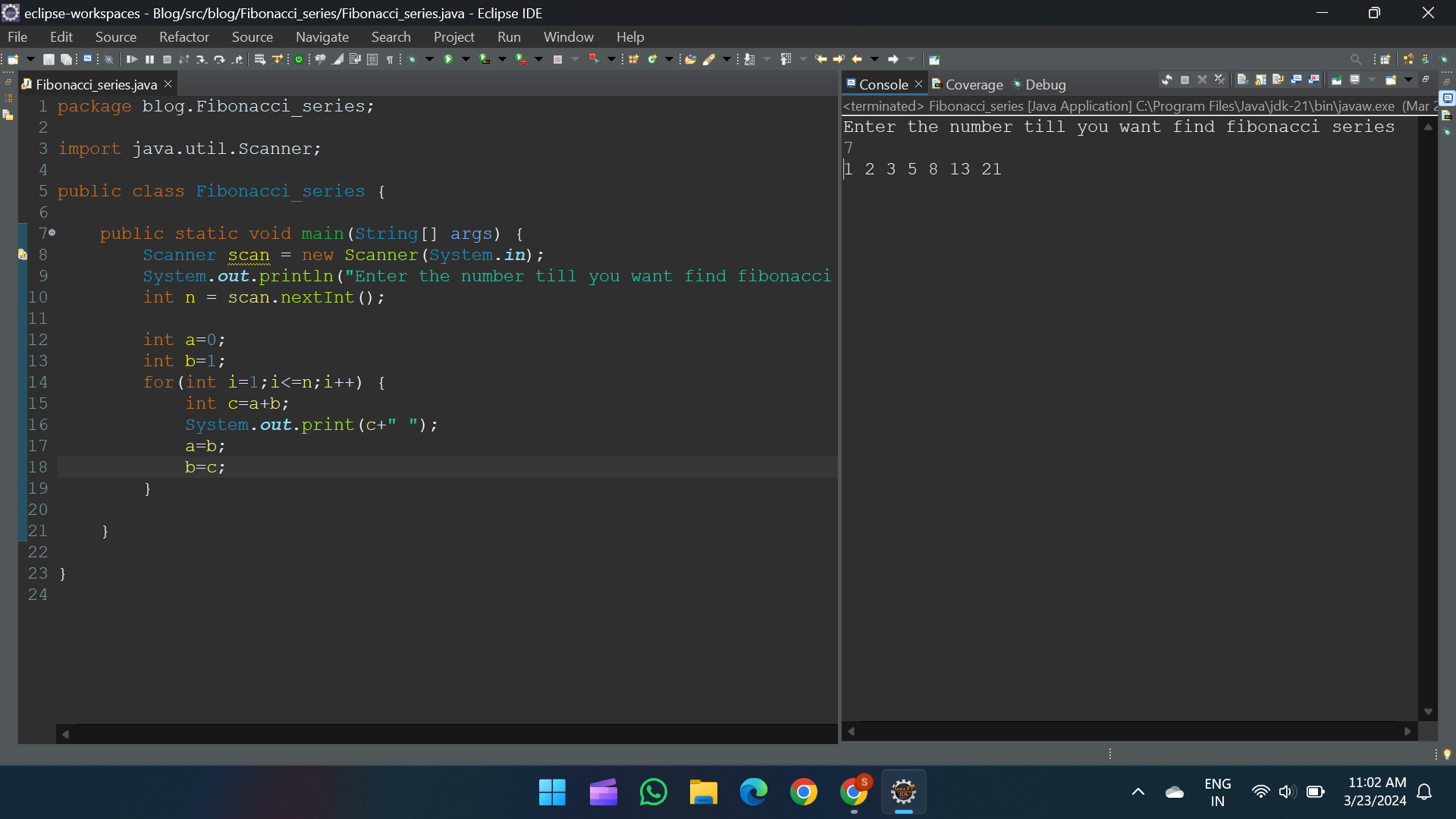 Fibonacci Series in Java. - e2eHiring